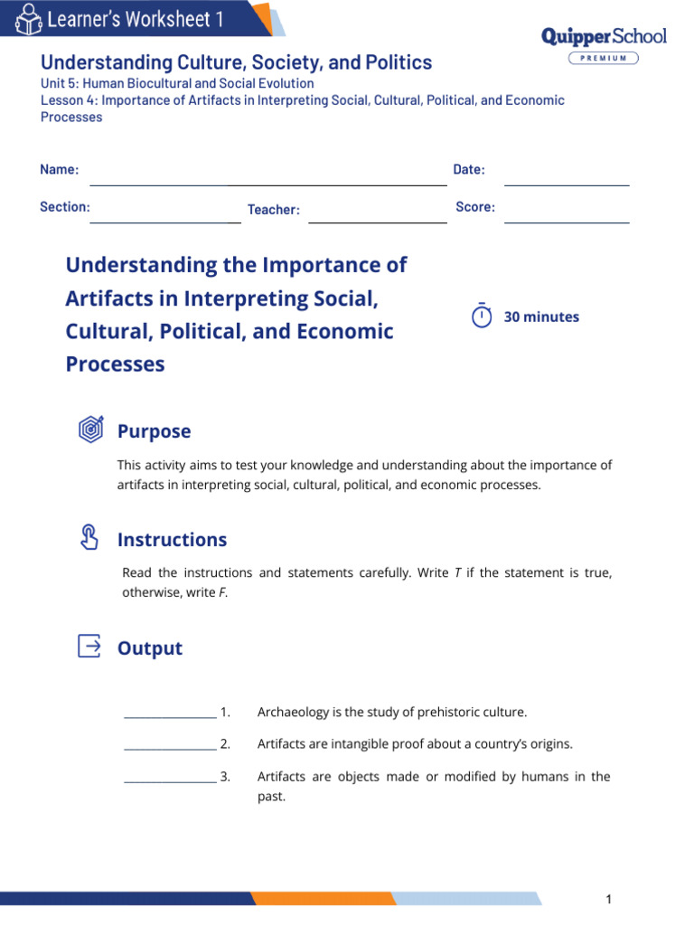 UCSP 11 - 12 Q1 0504 Importance of Artifacts in Interpreting Social ...