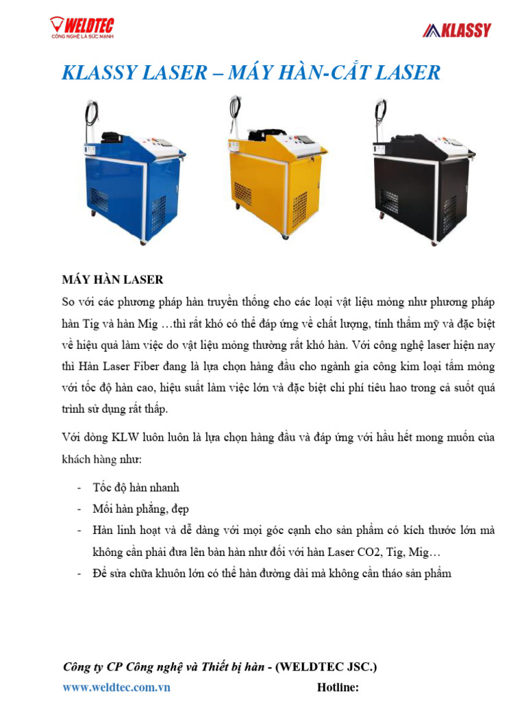 Catalogue Hàn Laser KLASSY | PDF