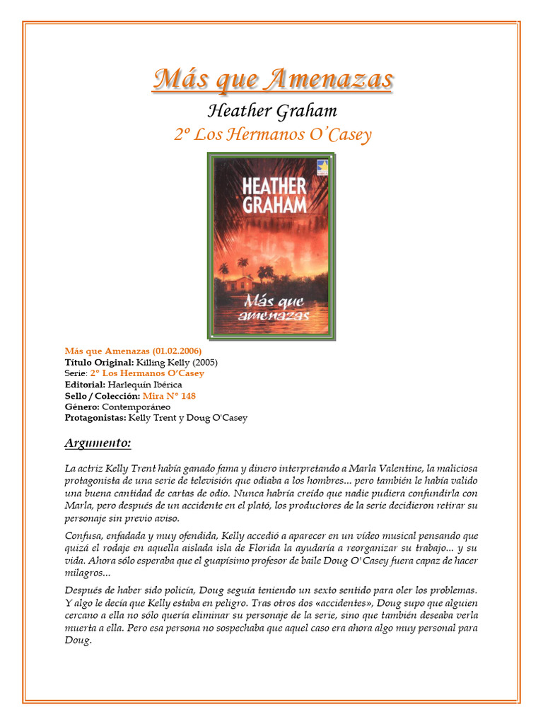 Graham, Heather - Los Hermanos O'Casey 02 - MÃ¡s Que Amenazas | PDF