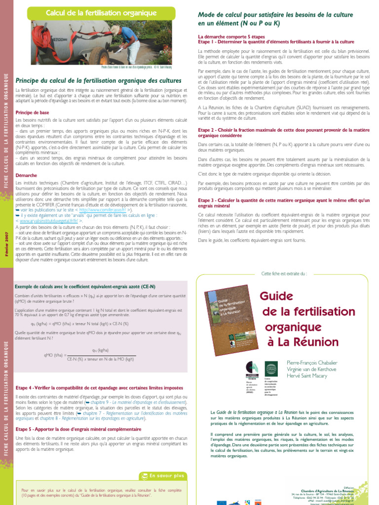 Calcul de la fertilisation organique | PDF | Fertilisant | Agriculture