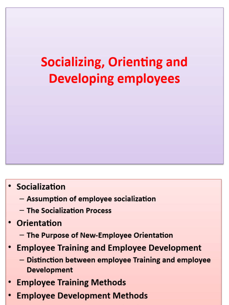 Socializing Orienting and Developing Employees | PDF | Socialization ...