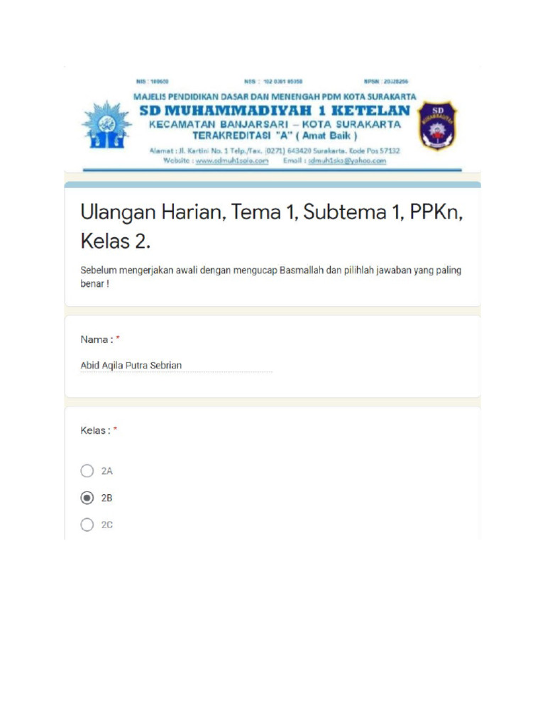 Evaluasi Tema 1 ST 1 | PDF