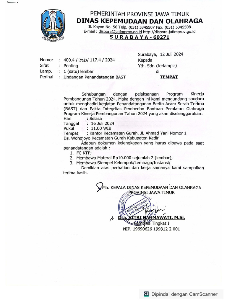 Undangan Penandatanganan BAST | PDF
