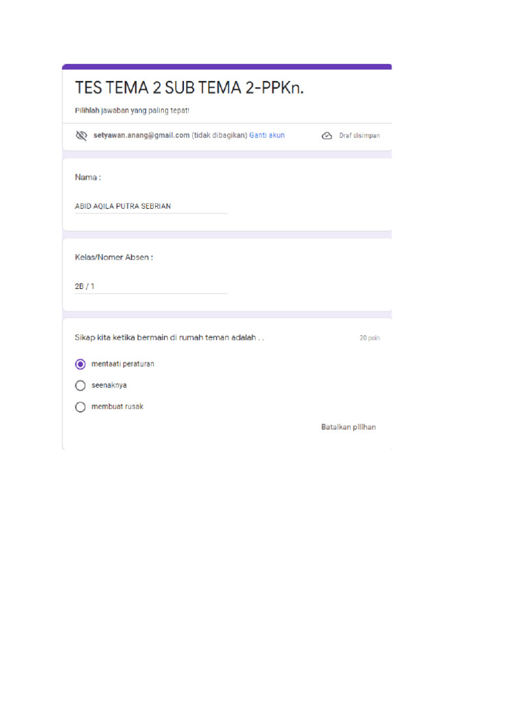 Evaluasi Tema 2 ST 2 | PDF