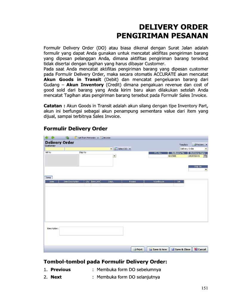 Manual Book Pengiriman Barang Accurate | PDF