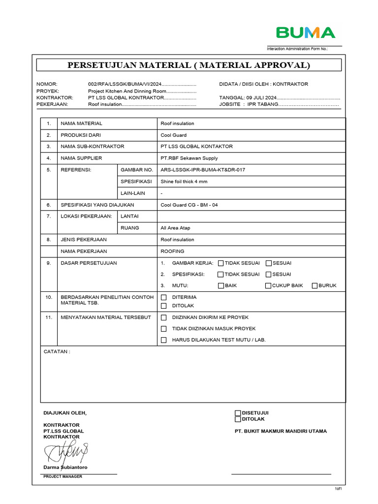 13 - Persetujuan Material | PDF | Teknologi & Rekayasa