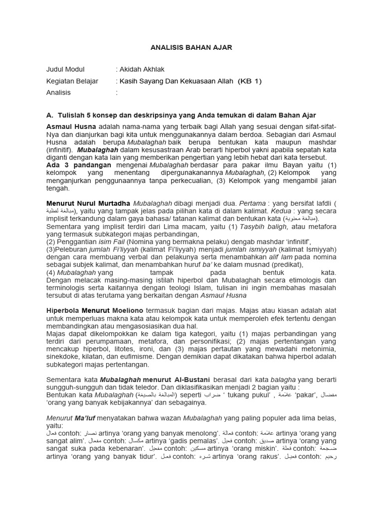 Analisis Bahan Ajar Modul 5 KB 1 | PDF