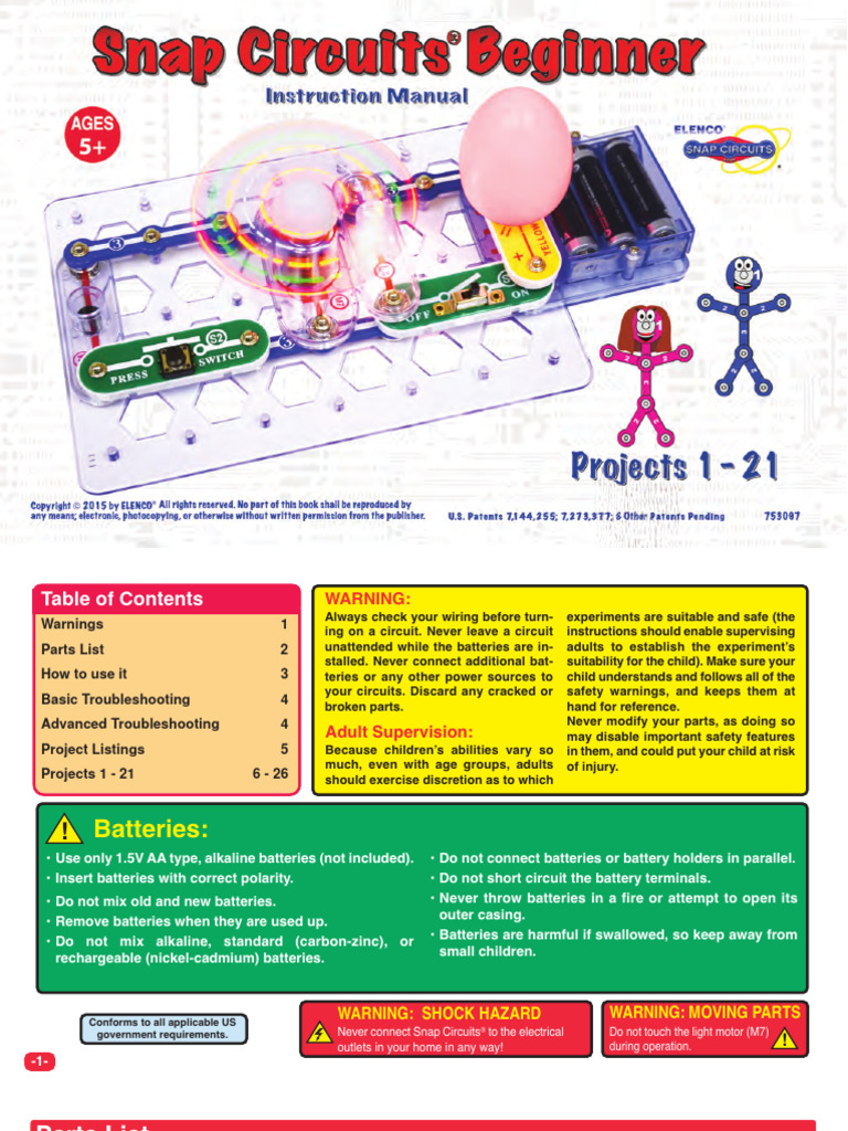 Snap Circuits - Beginners | PDF | Switch | Electrical Components
