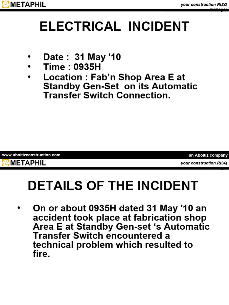 Electrical Incident | PDF | Switch | Electrical Engineering
