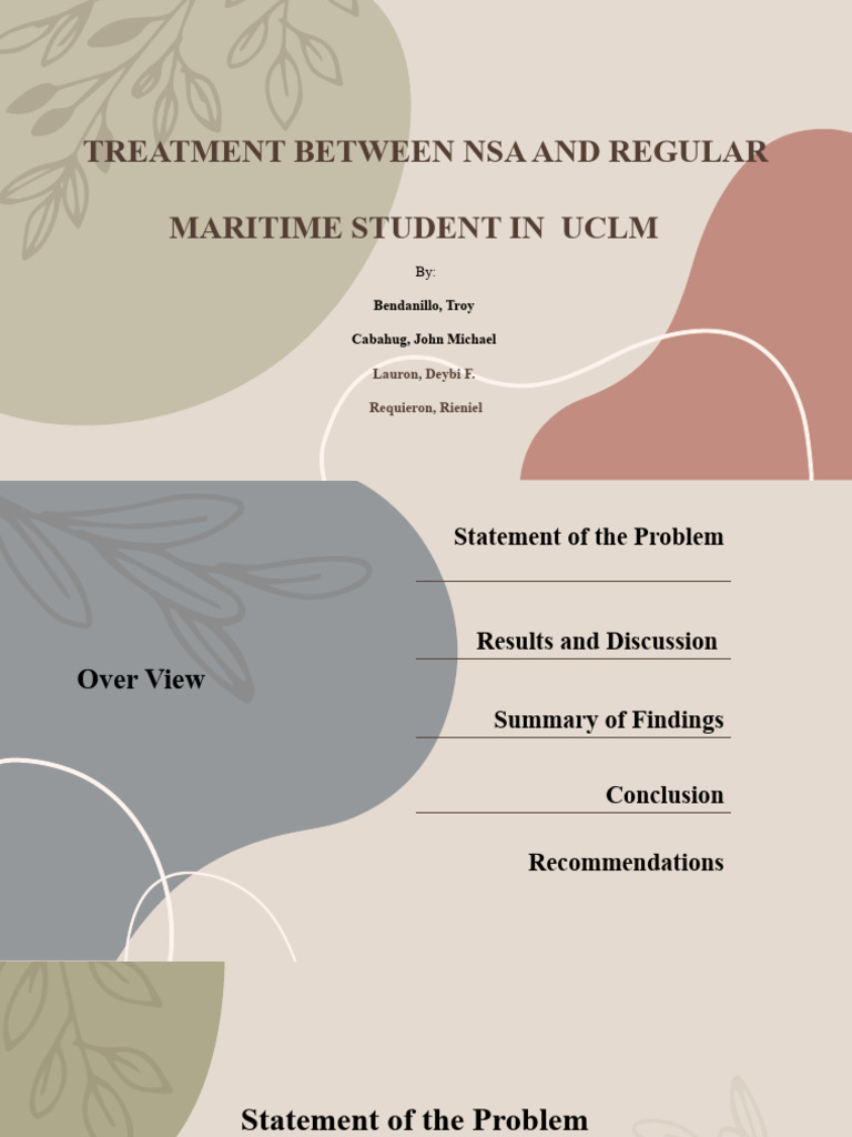 Treatment Between Nsa and Regular Maritime Student in | PDF | P Value