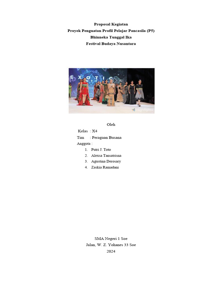 Proposal p5 10.4 Fashion | PDF | Perjalanan