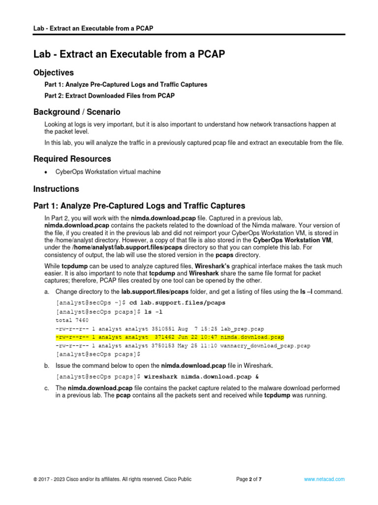 Extract Executable from PCAP Lab Guide | PDF | Transmission Control ...