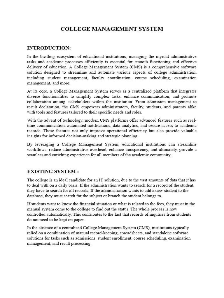 College Management System | PDF | Databases | Automation