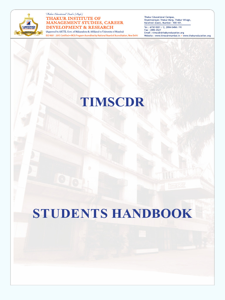 TIMSCDR Student Handbook Overview | PDF | Libraries | Educational ...