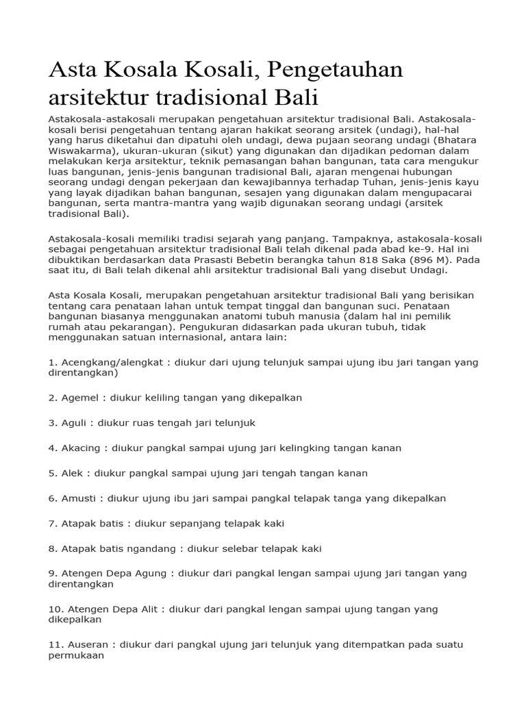 Asta Kosala Kosali | PDF | Kajian Bahasa Asing | Seni