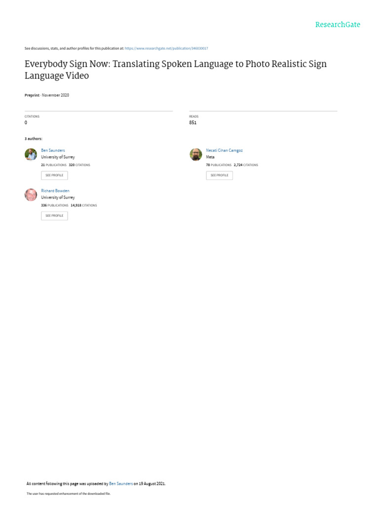 Everybody Sign Now Translating Spoken Language To | PDF | Sign Language