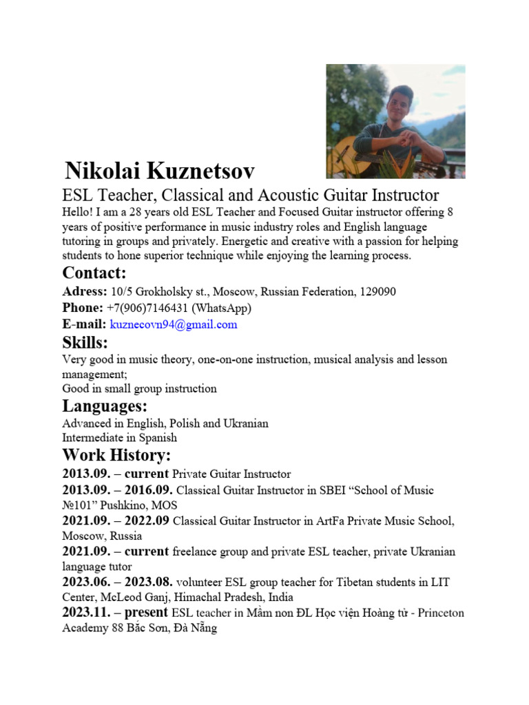 Nikolai Kuznetsov CV | PDF