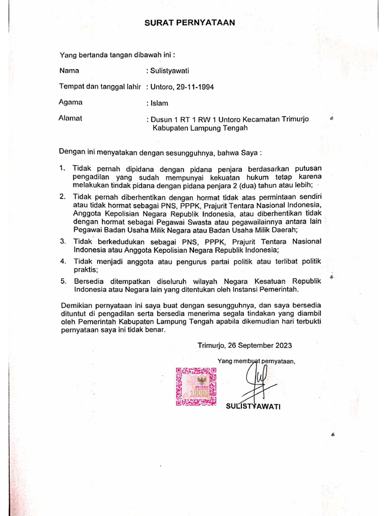 Pernyataan Suli | PDF