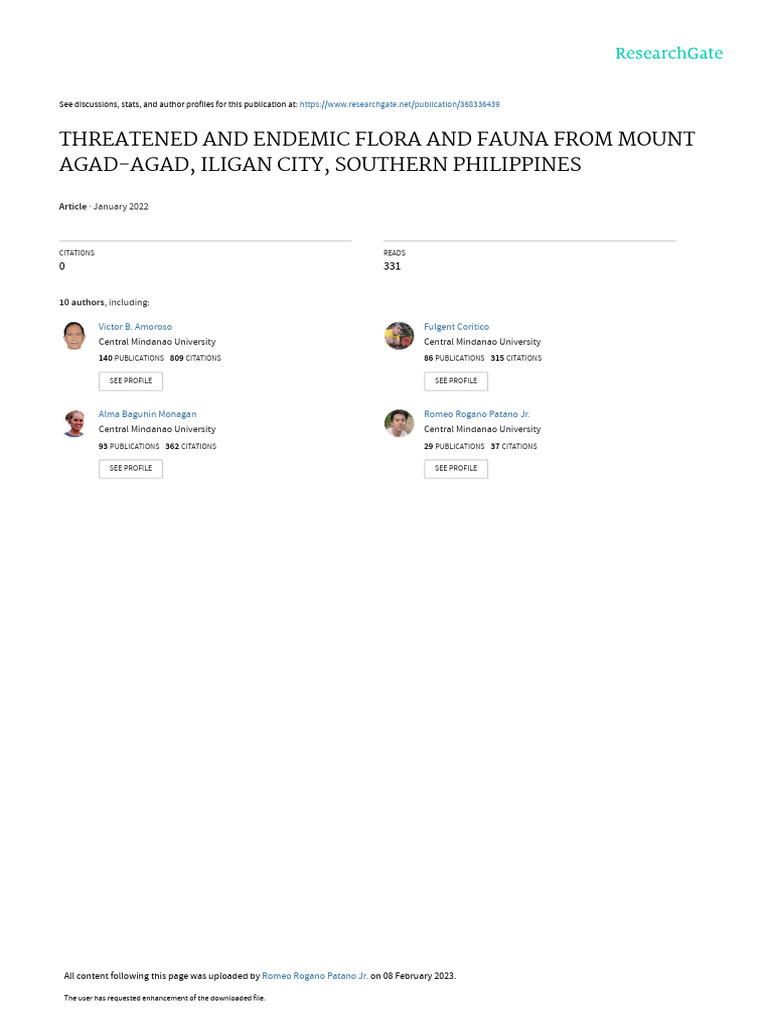 Endemic Species of Mount Agad-Agad | PDF | Conservation Biology ...