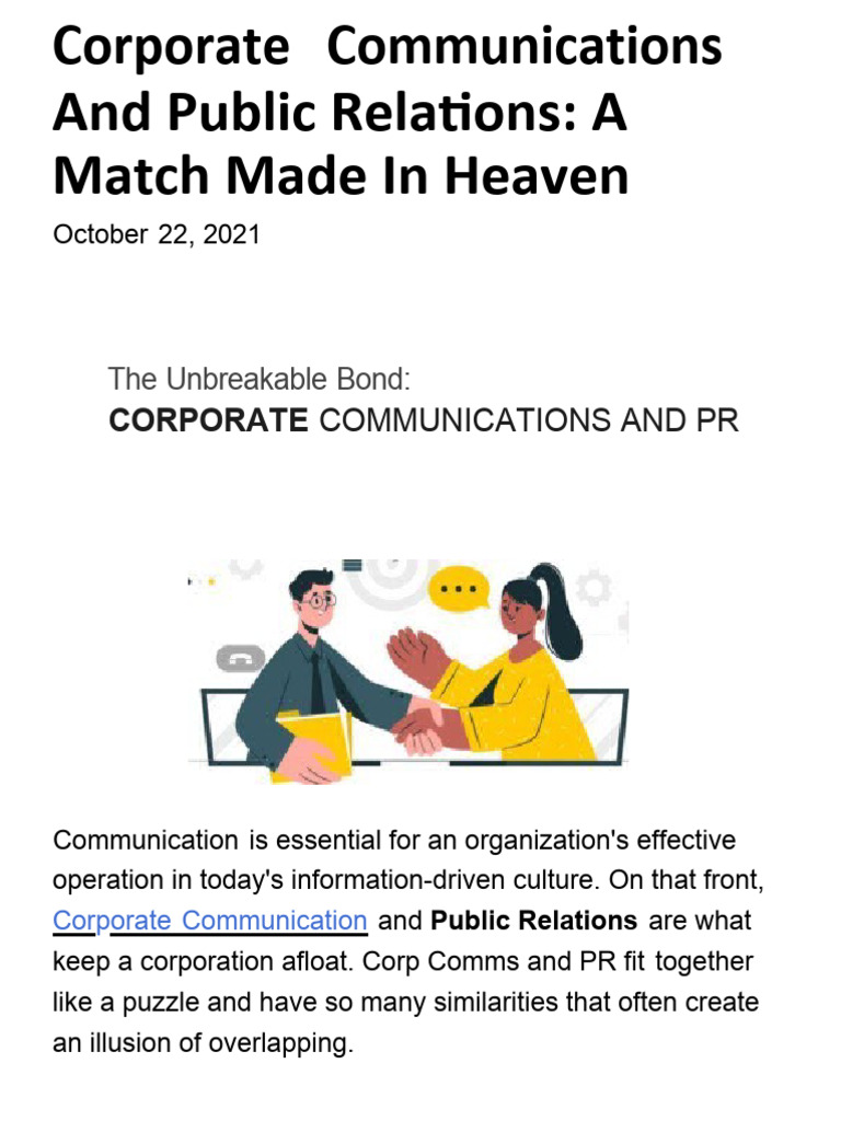 Corporate Communications and Public Relations A Match Made in Heaven ...
