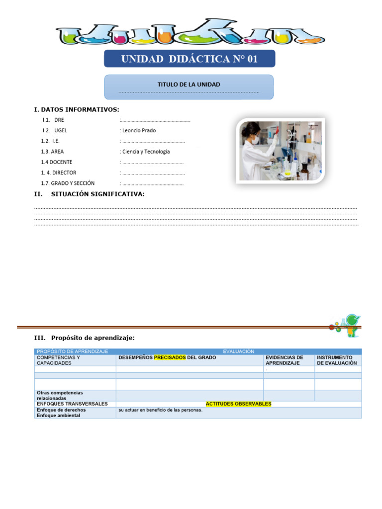 Unidad de Aprendizaje #1-Esquema Sugerido | PDF | Evaluación | Aprendizaje