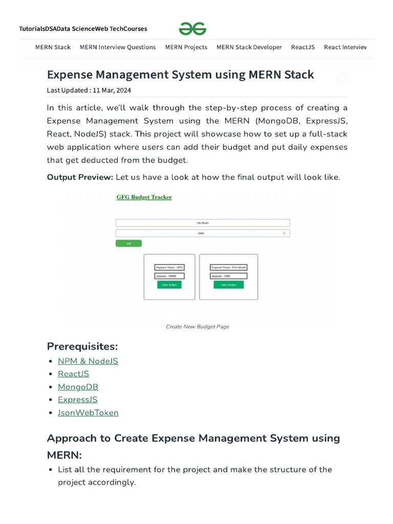 Expense Management System using MERN Stack | PDF Expense Management System using MERN Stack | PDF