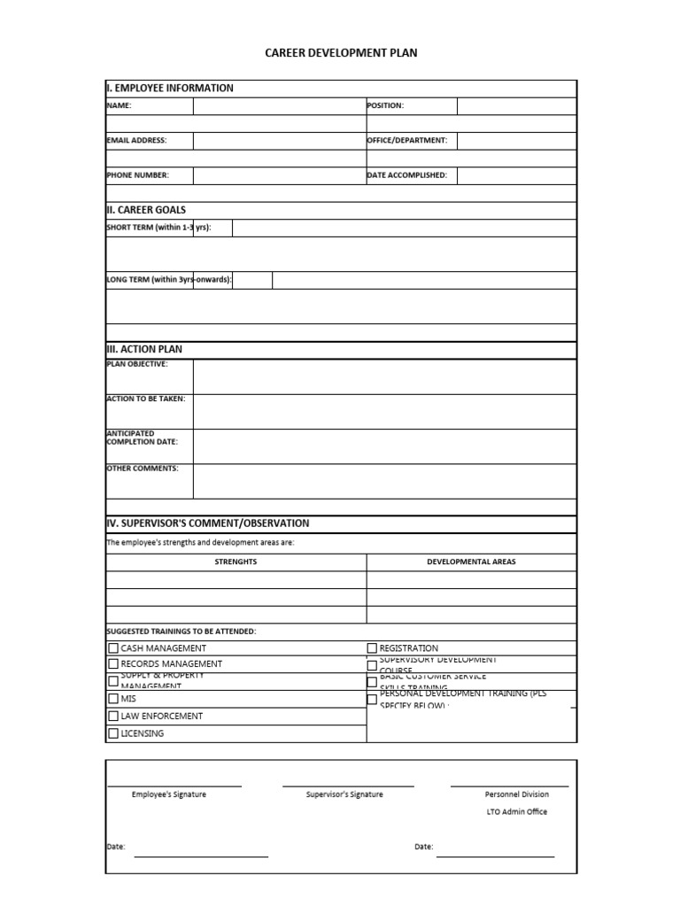 Career Development Plan Template | PDF | Business
