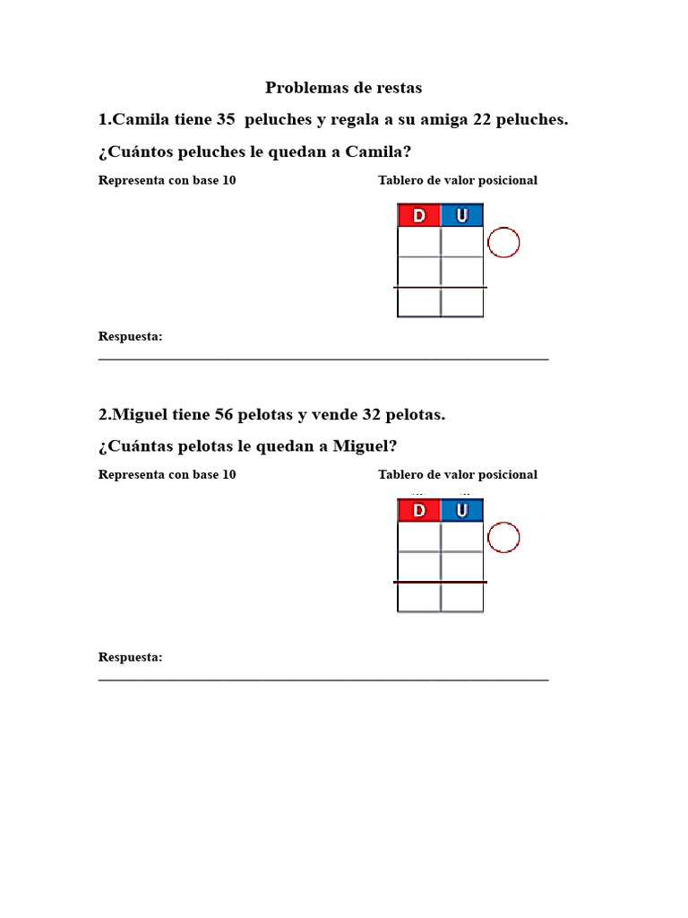 Problemas de Restas PRESTAR 2 | PDF | Relaciones personales, crianza y ...