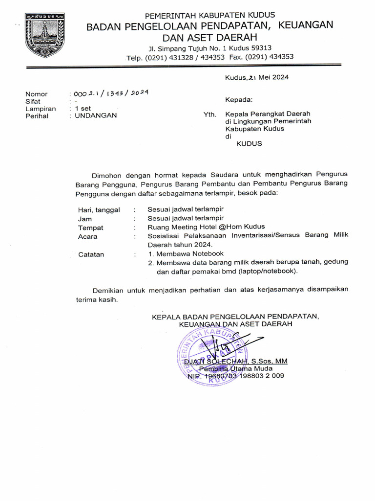 Contoh Undangan Sosialisasi Sensus | PDF