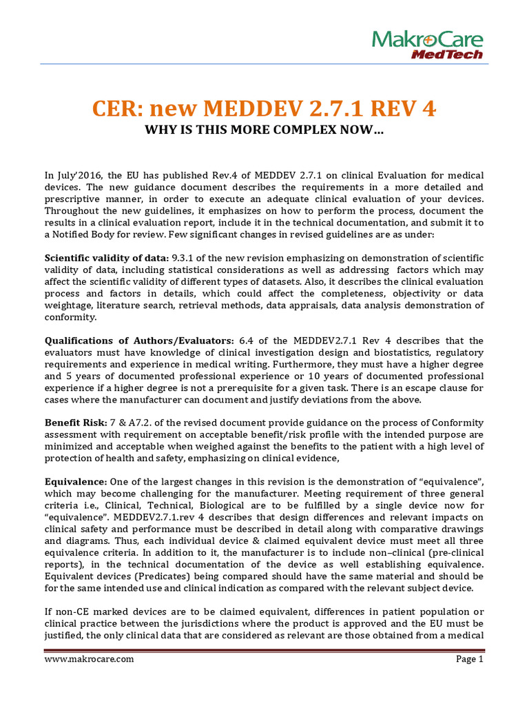 CER New Med Dev More Complex | PDF | Medicine | Data