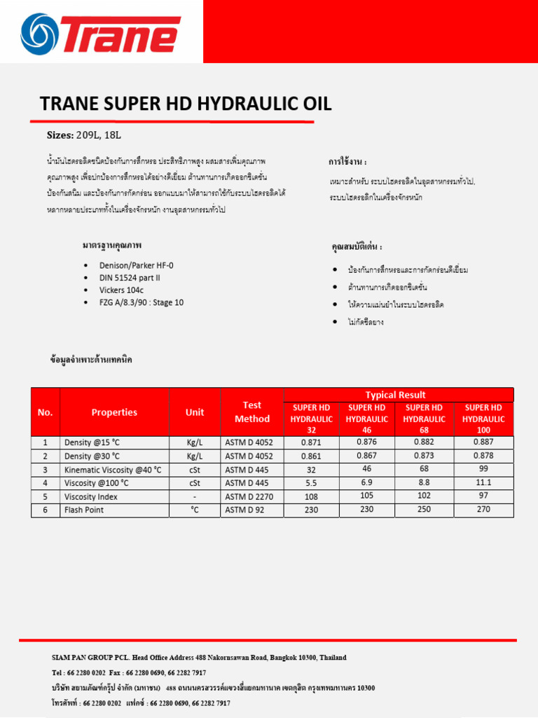 Tds Trane Super Hd Hydraulic [Th] | PDF