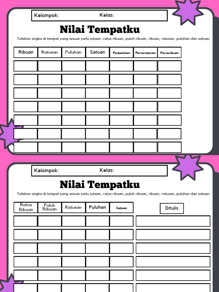 LKPD Nilai Tempat Bilangan Kelas 5 | PDF