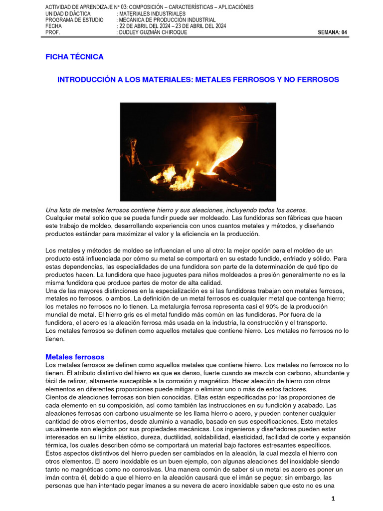 Metales Ferrosos y No Ferrosos: Guía Completa | PDF | Aleación | Hierro ...