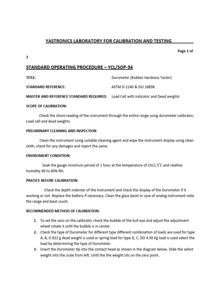 SOP - Durometer | PDF | Calibration | Probability And Statistics