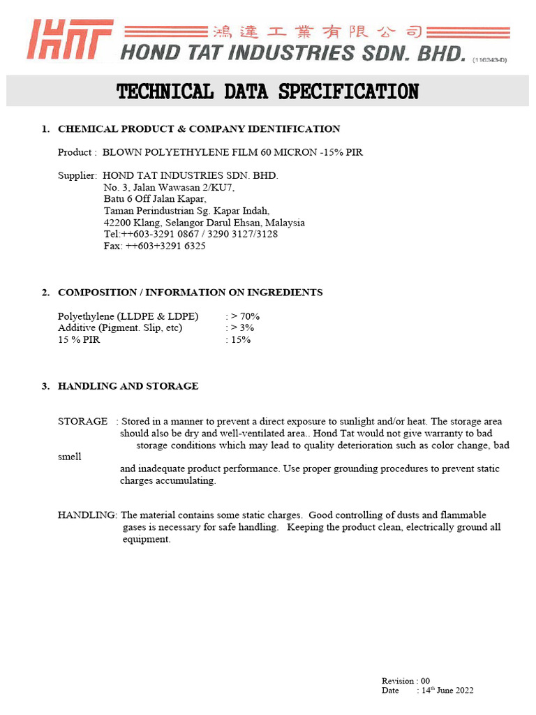 60 Micron Blown Polyethylene Film TDS | PDF | Building Engineering ...