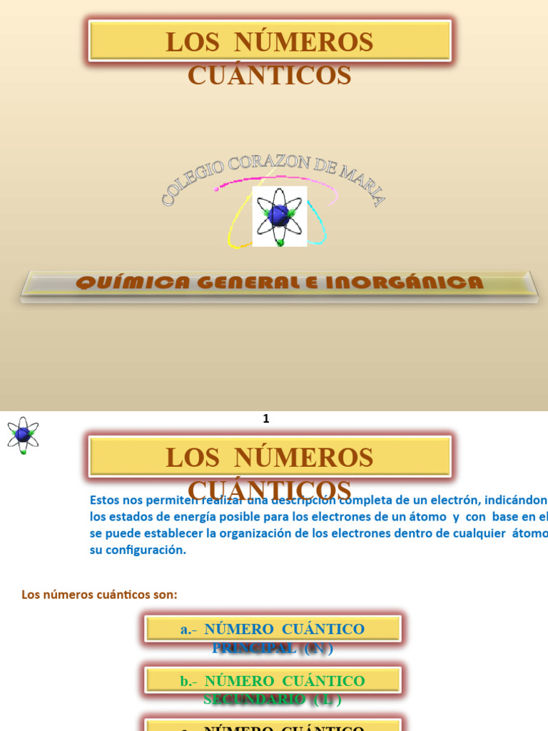 Numeros Cuanticos | PDF | Configuración electronica | Física Química