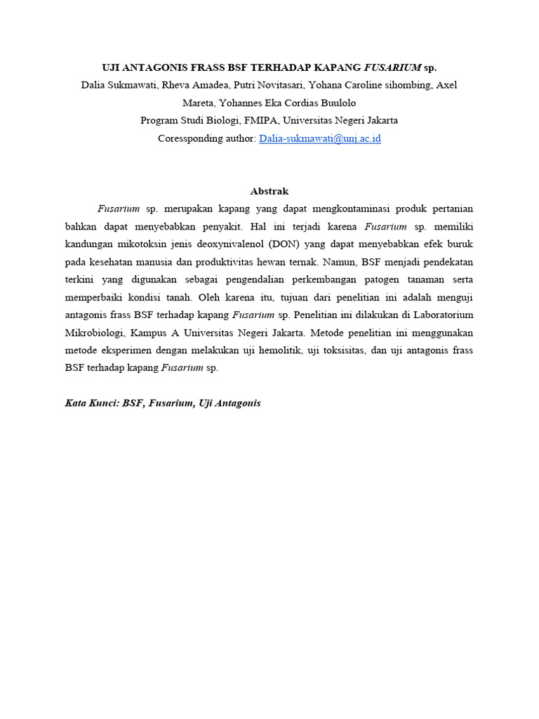 Kelompok 3 - Draft Proposal - Uji Antagonis Frass BSF Pada Kapang Fusarium SP | PDF | Sains ...
