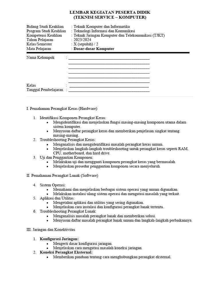 LKPD TEKNISI service | PDF