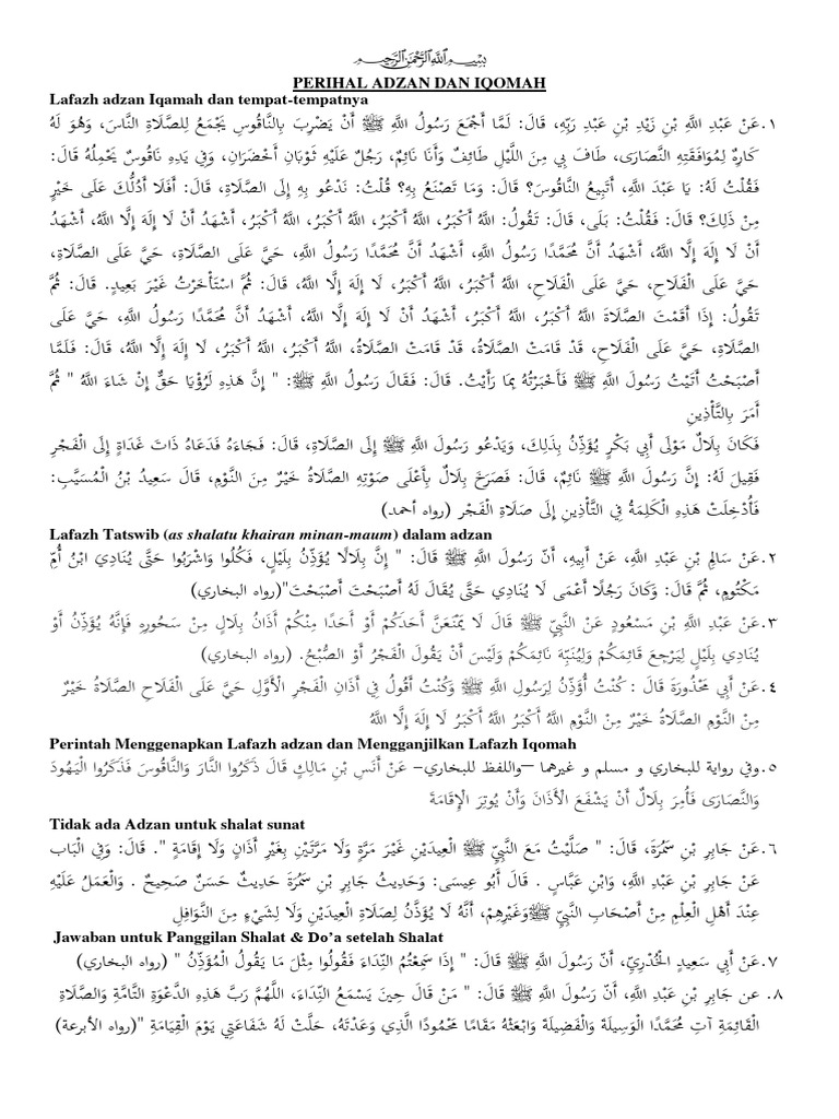 Adzan Dan Iqomah (Draft1) | PDF