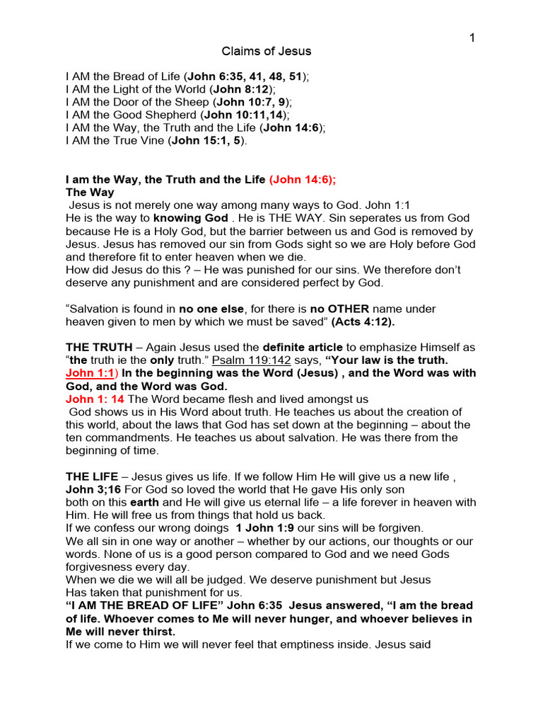 I AM Statements | PDF | Gospel Of John | Jesus