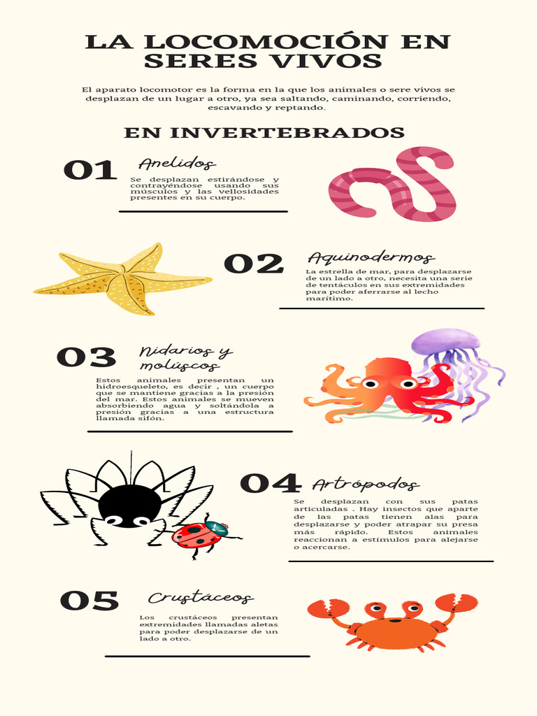Locomoción en Seres Vivos: Tipos y Métodos | PDF | Zoología