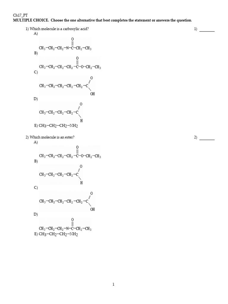 Carboxylic Acids and Esters Quiz | PDF | Ester | Acid