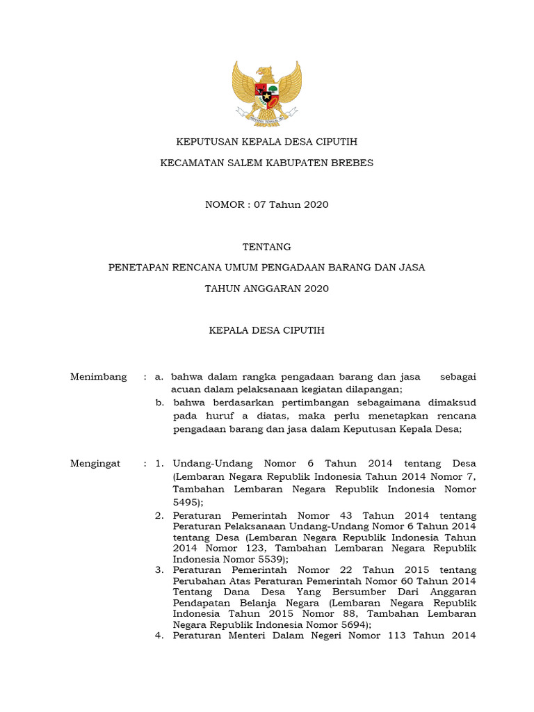 SK Rencana Umum Pengadaan | PDF