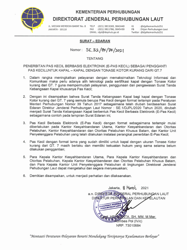 Se Penerbitan Pas Kecil Dengan Tonase Kotor Kurang Dari GT 7-1 | PDF