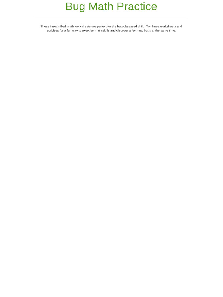 Bug Math Practice | PDF | Chart | Insects