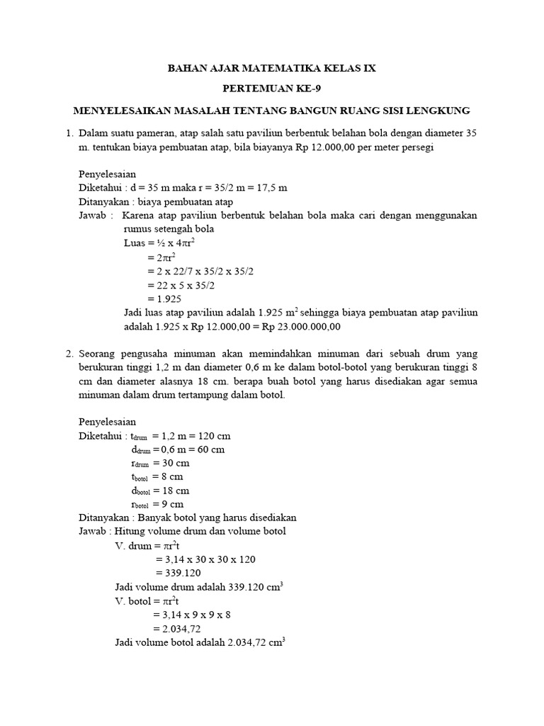 Bahan Ajar 9 Menyelesaikan Masalah Tentang BRSL | PDF