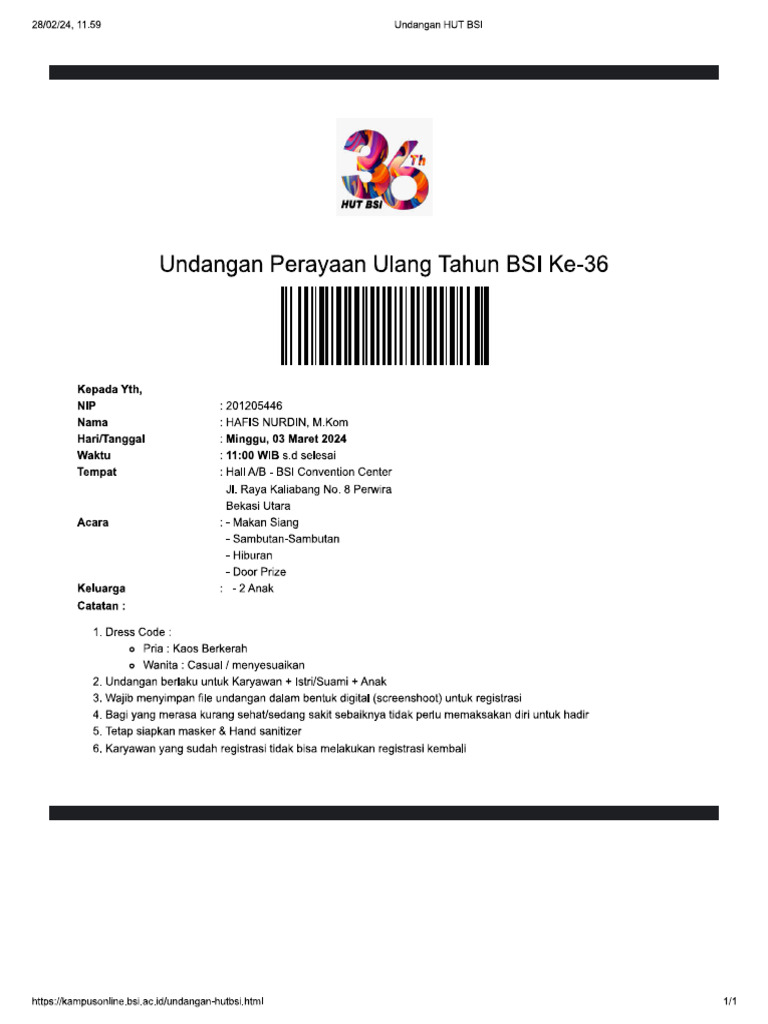 Undangan HUT BSI | PDF