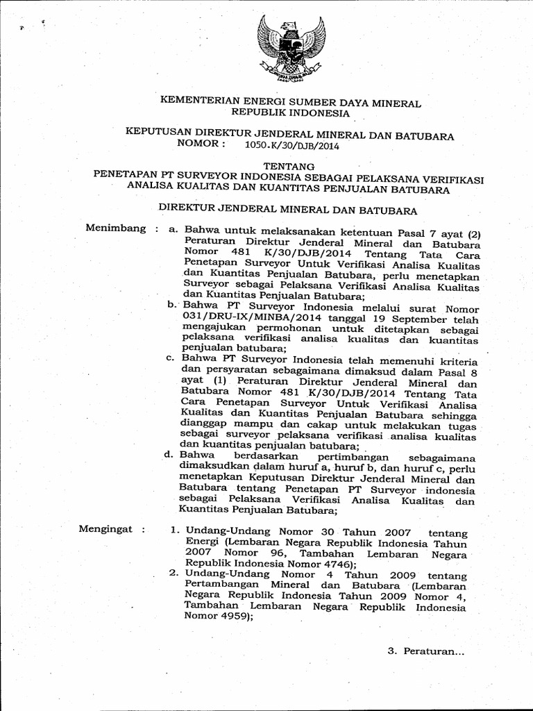 1050 K 30 DJB 2014 Tentang Penetapan Ptsi Sebagai Verifikasi Analisa Kuantitas Dan Kualitas ...