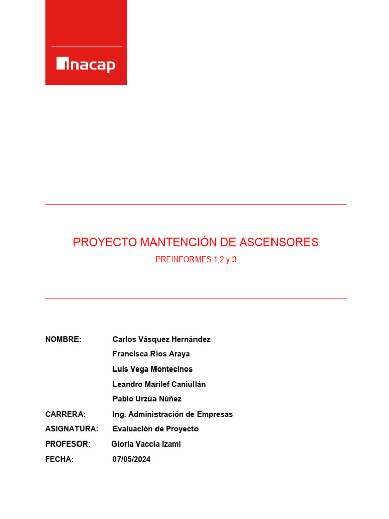 INFORME FINAL MANTENCIÓN DE ASCENSORES-1 | PDF | Ascensor | Uso eficiente de energía