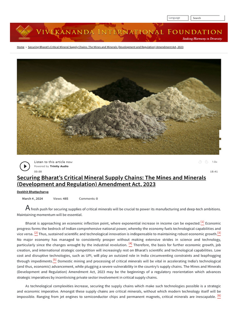Securing Bharat's Critical Mineral Supply Chains | PDF | Mining | Metals
